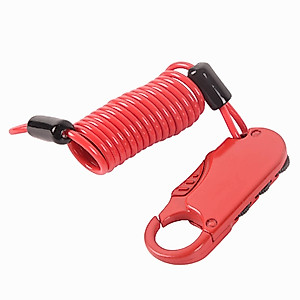 Doppy Helmet Lock Helmet Bike/Motorcycle Lock Cable Anti-Theft Bicycle Locks Combination Lock Cycling Cable Lock(Red)