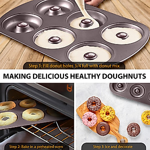 Dohnuts Donut Pan Premium 6 Cup Non-Stick Mini Doughnut and Bagel maker – for Healthier Homemade Baked Cakes