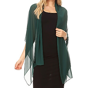 Sakkas 18225 - Jona Women Soft Sheer Chiffon Bridal Wedding Evening Scarf Shawl Wrap Stole - Green - 7029
