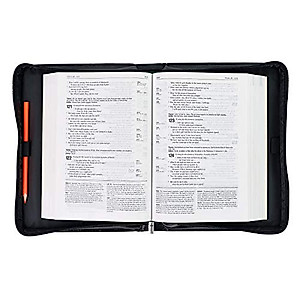 Christian Art Gifts Classic Faux Leather Bible Cover for Men and Women: Be Strong and Courageous - Joshua 1:9 Inspirational Bible Verse with Lion, Gray and Black, Large