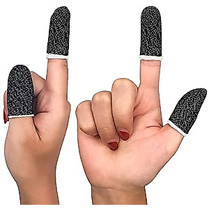 A-forest 10 Pieces Finger Sleeves for Gaming, Mobile Game Controller Finger Sleeve Sets, Anti-Sweat Breathable Full Touch Screen Finger Protector for Mobile Phone Games, Black