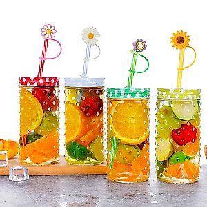 SAMOKA Silicone Straw Cover,10 PCS Straw Tip Cap Reusable Drinking Straw Toppers,Silicone Straw Plugs Reusable Flower Shape Straw Protector