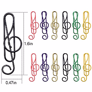 100 Pieces Music Paper Clips 6 Colors, Metal Paper Clips Musical Notes Clips Music Office Accessories for Desk Bookmark Office School Notebook