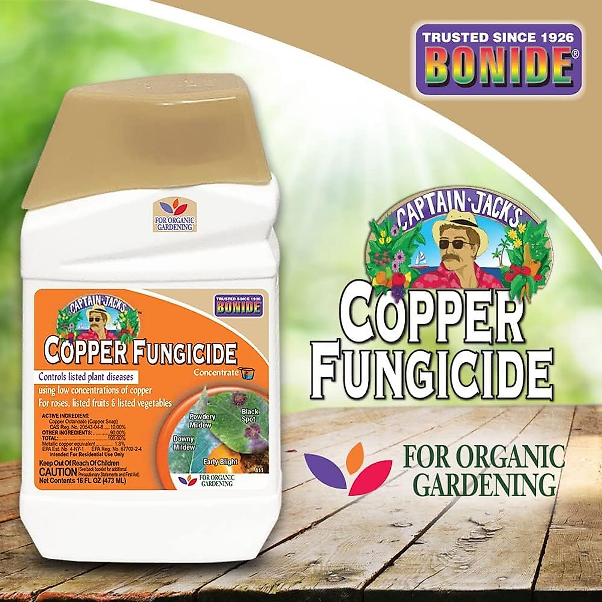Bonide Captain Jack Copper Fungicide 16 oz Concentrated Plant Disease Control Solution for Organic Gardening (Pack of 2)