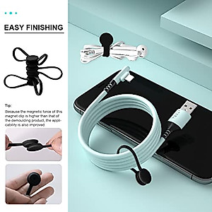 Kamemc Black Magnetic Cable Ties 10-Pack, Silicone Cord Twist Ties Magnet Strap for Charging Wire Organizer, Earphone Cords Wrap, Fridge Magnets, Storage Or Travel