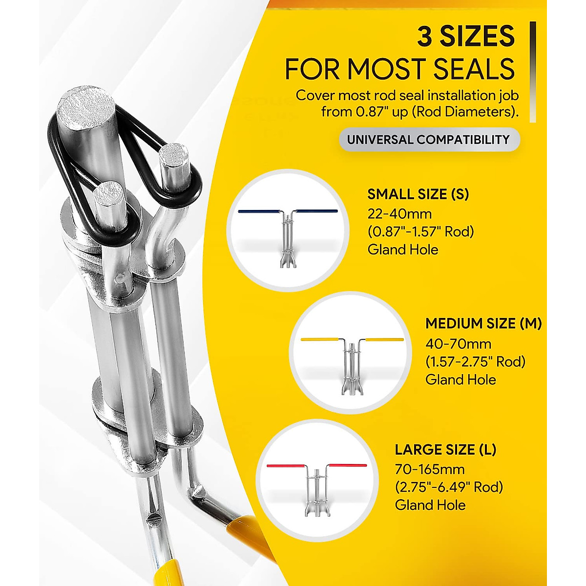 3 Pack Hydraulic Seal Installation Tools, Hydraulic Cylinder Piston Repair Seal Kit, U-Cup Rod Seal Installation Tool Kits Upgraded Seal Twistor Install Tool Set