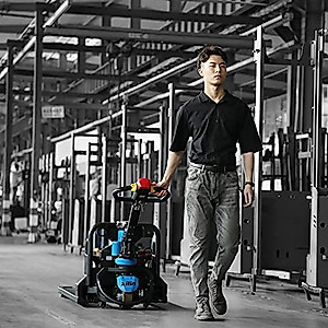 Xilin Electric Powered Pallet Jack 3300lbs Capacity Lithium Battery Walkie Pallet Truck 48"x27" Fork Size Blue Style
