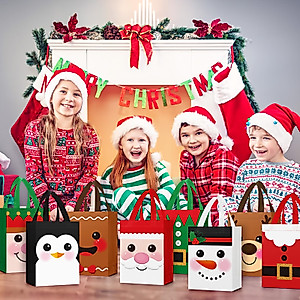 Clysee 24 Pcs Christmas Gift Bags with Handles 10 x 8 x 4 Inch Reusable Christmas Bags Multifunctional Non Woven Christmas Gift Doll Bags Wrapping Christmas Party Favors for Holiday Xmas Gifts