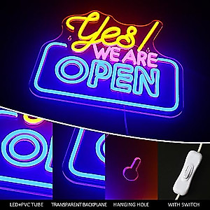 Hello Rosa Yes We Are Open Neon Sign, Open Neon Signs for Wall Decor USB Powered Open Signs for Business Wall, Open Led Sign for Coffee Bar Restaurant Salon Stores Decor Open Neon Light
