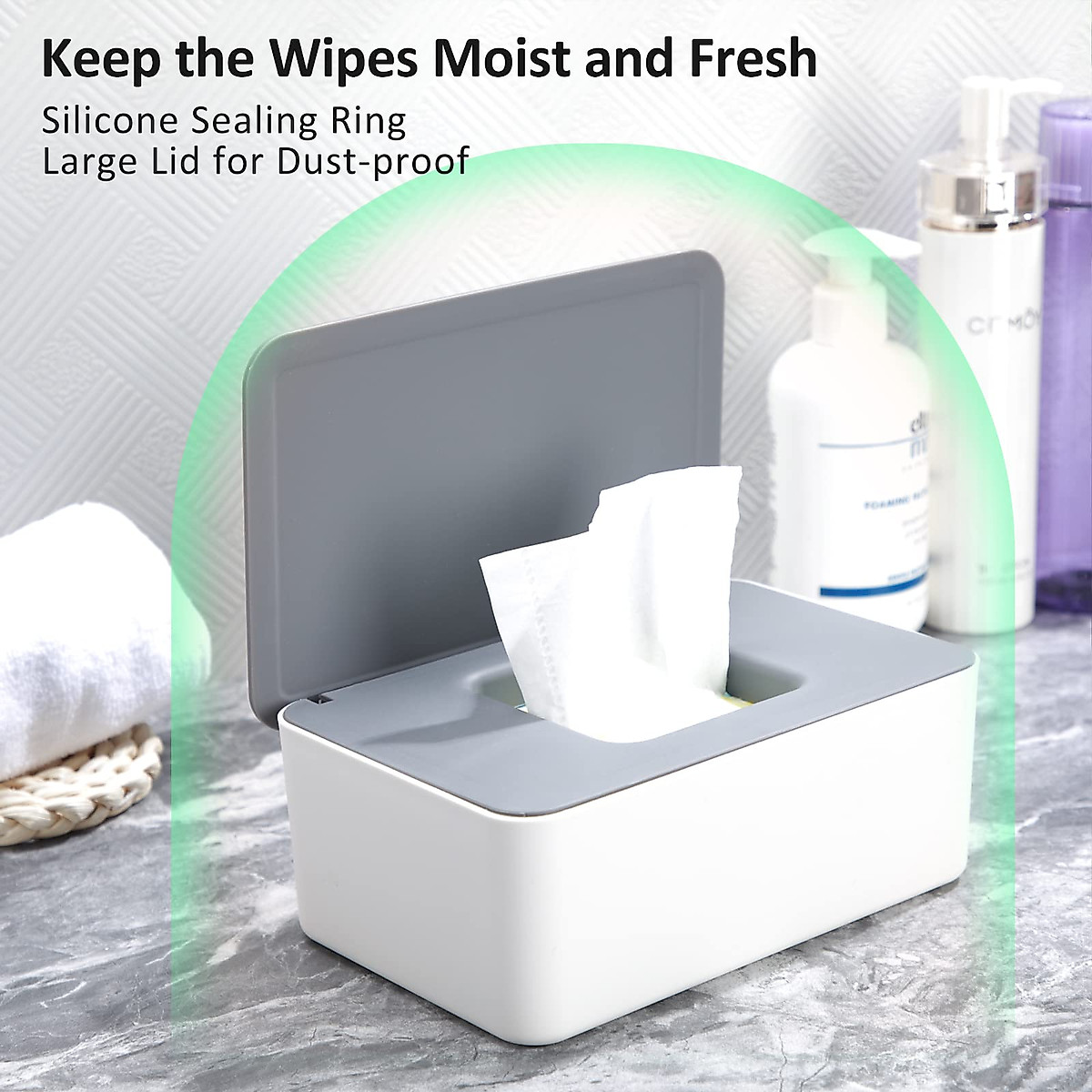 Honeydak 4 Pieces Baby Wipes Dispenser Wipe Container Keep Wipes Moist Baby Wipe Holder Easy Open Wet Tissue Storage Non-Slip Box Case