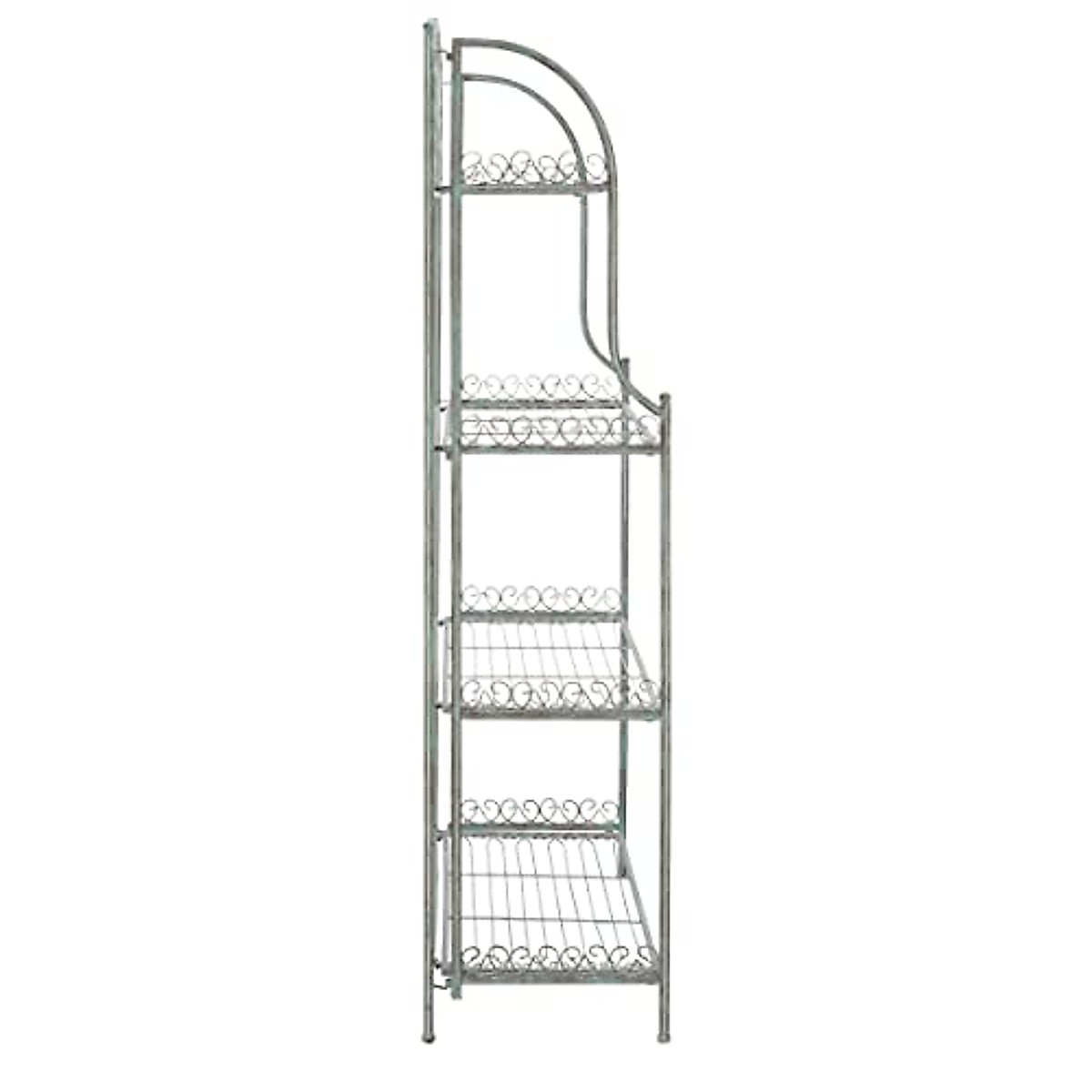 SAFAVIEH Outdoor Collection Amaris Victorian Antique Dark Green Wrought Iron 4-Tier Baker's Rack