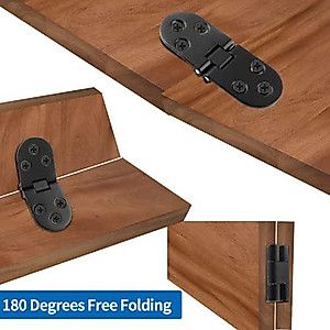 Auvotuis 4Pcs Heavy Duty Folding Table Hinges, Black Sewing Machine Flip Top Hinge Zinc Alloy Butler Tray Hinge with Mounting Screws for Drop Front Desk Drawer, Doors (3.1 x 1.18inch)