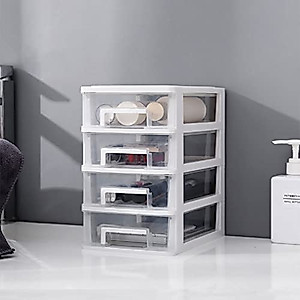 CLISPEED Plastic 5- Drawer Desktop Organizer Stackable Storage Drawers Dresser Storage Container Case Multi- Bin Storage Rack for Office Bedroom Bathroom Black