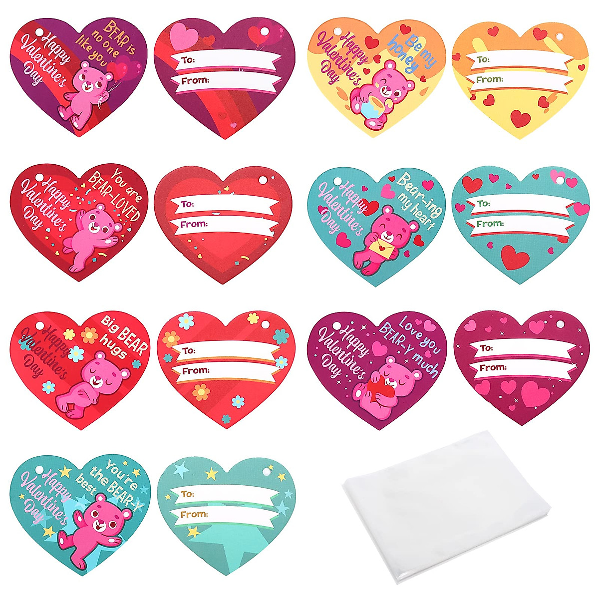 Tedyle 28PCS Valentines Day Gift Cards for Kids with Bear Plush Toys,Mini Stuffed Animal Plush Toys Keychains for Valentines Party Favor Supplies,Classroom Exchange,Game Prizes,Gift for boys girls