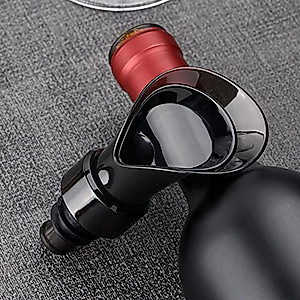 2 in 1 Wine Aerator Pourer, 4 Inch Flower Petal Type Silicone Wine Pourer, Easy to Use Wine Dispenser, Wine Stopper for Home Bar Tool, Wine Accessories, Black