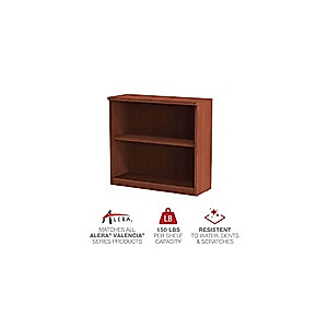 Alera ALEVA633032MC Valencia Series Two-Shelf 31-3/4 in. x 14 in. x 29-1/2 in. Bookcase - Medium Cherry