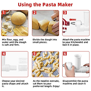POSKZLE Pasta Attachment for Kitchenaid Stand Mixer with 6 Different Shapes Pasta Press Outlet,Durable 6-in-1 Pasta Extruder for Kitchenaid Mixer (SPXN02)