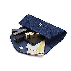 CHARMING TAILOR Classic Lace Clutch Purse Lady Formal Dressy Handbag Evening Bag for Prom/Wedding (Navy)