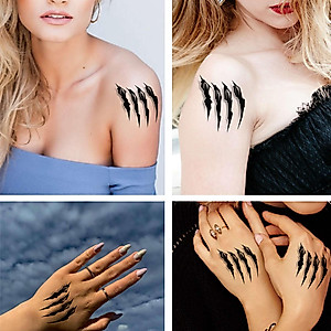 Dopetattoo 6 Sheets Fake Tattoos Beast Claw tattoo Marl Scratches Tiger or Animal Paw Nails Marks Wild Cats Temporary Tattoos Suitable for Adult Women Men for Children Boys and Girls