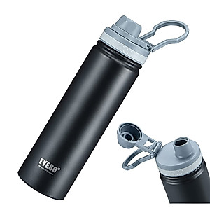 Hytodre Insulated Water Bottle,Stainless Steel Vacuum Insulated Water Bottle, Double-Wall Thermos Water Bottle with Leak Proof Spout and Handle Lid,Black,18oz