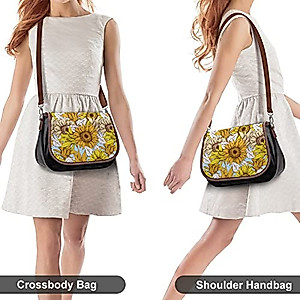Sunflower Women's Genuine Leather Handbags, Satchel Tote Shoulder Bag Large Capacity