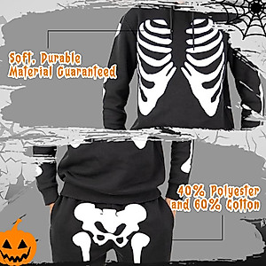 NOROZE Men's Halloween Skeleton Tracksuit Hoodie Jumper Joggers Unisex Set (M, Skeleton Black)