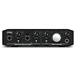 Mackie Onyx Producer 2-2 USB Audio Interface 24-bit/192kHz, with 2 Onyx Mic Preamps, Zero-Latency Direct Monitoring, MIDI I/O, and Software with Gravity Phone Holder and EMB 1/4" and XLR Cable Bundle