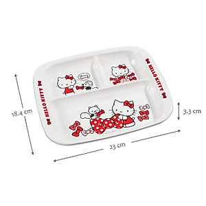 Everyday Delights Hello Kitty Red Dinnerware Flatware Meal Set – Plate Bowl Cup Spoon, 4 pieces