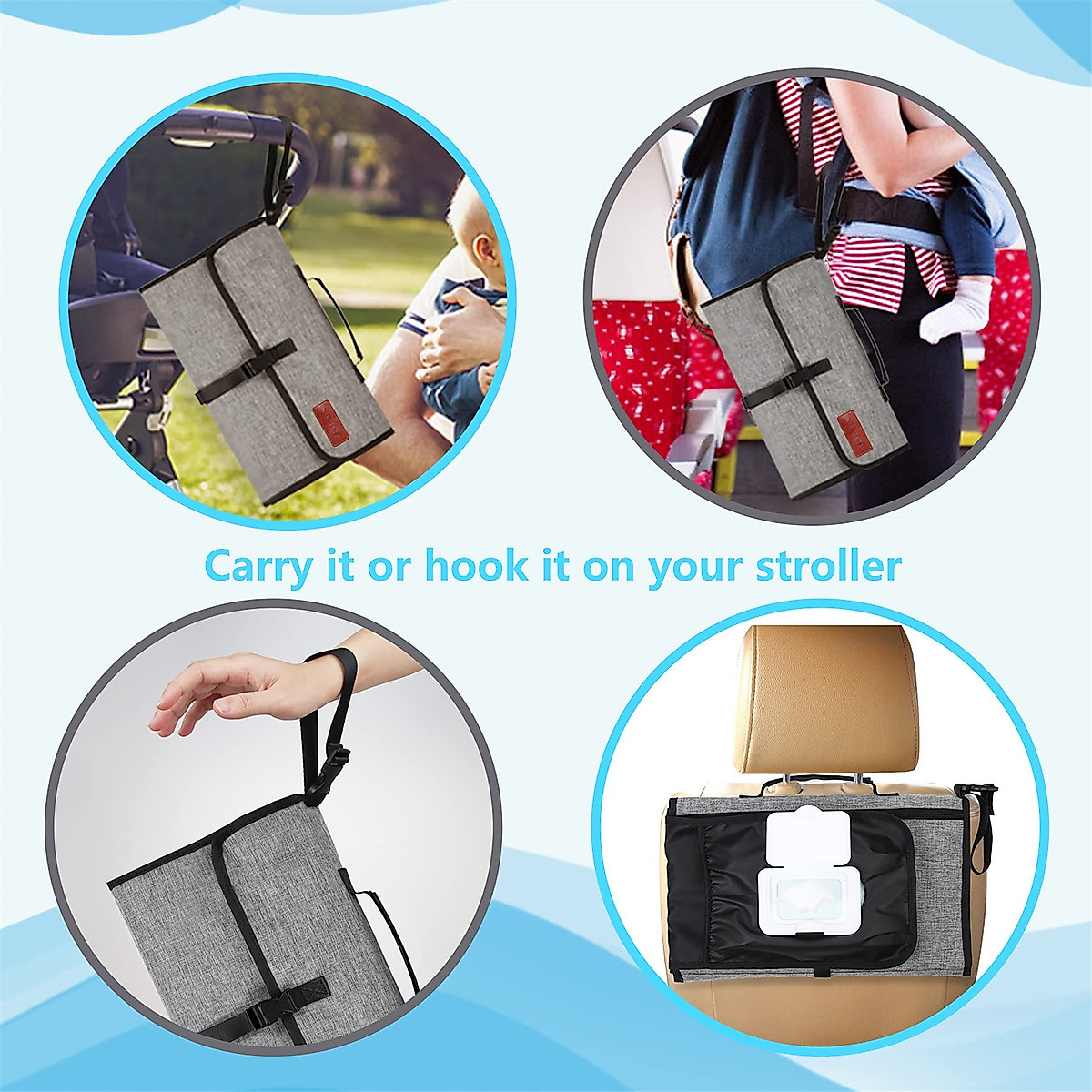 Portable Diaper Changing Pad, TOPGOOSE Large Capacity Baby Diaper Changing Mat with Waterproof & Easily Cleanable Folding Travel Mat Station Diaper Bag, Newborns Essentials, Baby Shower Gifts