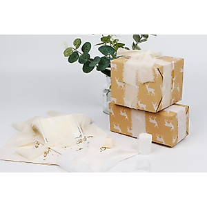 Chiffon Ribbon Mixed Color Handmade Frayed Fringe Sheer Boho Silk Ribbons for Gift Wrapping, Floral, Wedding Invitations, Bouquet, 1-1/2'' 2 Yards*9 Rolls