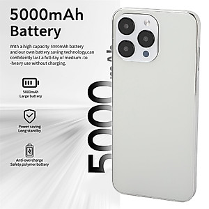 Yunseity I14 Promax Unlocked Cell Phone,6.6in HD Screen 3G Unlocked Smartphone for Android 10,4GB 64GB ROM,Dual SIM Cell Phone 2.4G ,5000mAh Battery,24MP 32MP Camera (White)