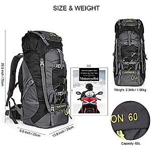 OUTLIFE Hiking Backpack 60L Lightweight Water Reasistant Trekking Bag Durable Outdoor Sport Daypack for Climbing Mountaineering Fishing Travel Cycling