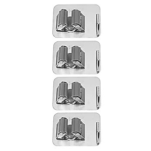 Kelepu Mop Broom Holder Stainless Steel Clip Hook Set Wall Mounted Gardening Tool Organizer Laundry Room Garage Silver 4Pcs