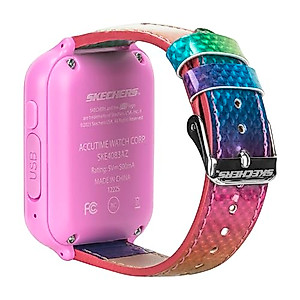 Skechers Kids Smart Watch with Rainbow Iridescent Strap, Games, Camera, & Fitness Tracker – Fun & Colorful Digital Watch with Touchscreen, Alarm, and Step Counter, Perfect for Everyday Wear and Play