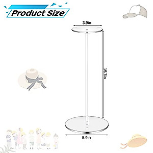 TRIRITE 3 PCS Clear Acrylic Hat Stand for Display, 16 inch Wig Display Rack, Clear Round Riser Stands for Wig Hat Display, Hat Display Stand Wig Display Holder for Hat Watch