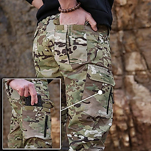 NAVEKULL Men's Camouflage Tactical Pants Waterproof Lightweight Ripstop Outdoor Hiking Tapered Cargo Pants