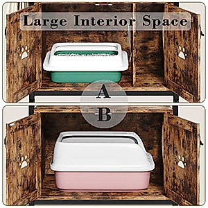 IRONCK Litter Box Enclosure with Cat Bed, 33" Large Cat Litter Box Furniture Hidden with Storage and Wheels, Easy Assembly, Cat House, Fit Most of Litter Box, Vintage Brown