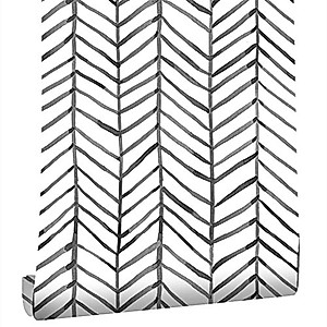Taogift 17.7x117 Inches Peel and Stick Vinyl Black and White Striped Geometric Contact Paper Wallpaper for Walls Shelves Cabinets Dresser Drawer Furniture Decal Removable