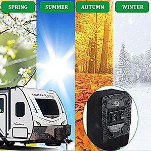 Electric Tongue Jack Head Cover with PVC Visualization Window, Dual Drawstring Closure，RV Tongue Jack Cover for Trailer/Camper/Plug Protector, Universal & Waterproof Jack Cover (10’’L x 5’’W x 14’’H)