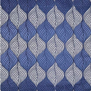55" Wide Floral Drapery Upholstery Jacquard Fabric Navy Color by The Yard
