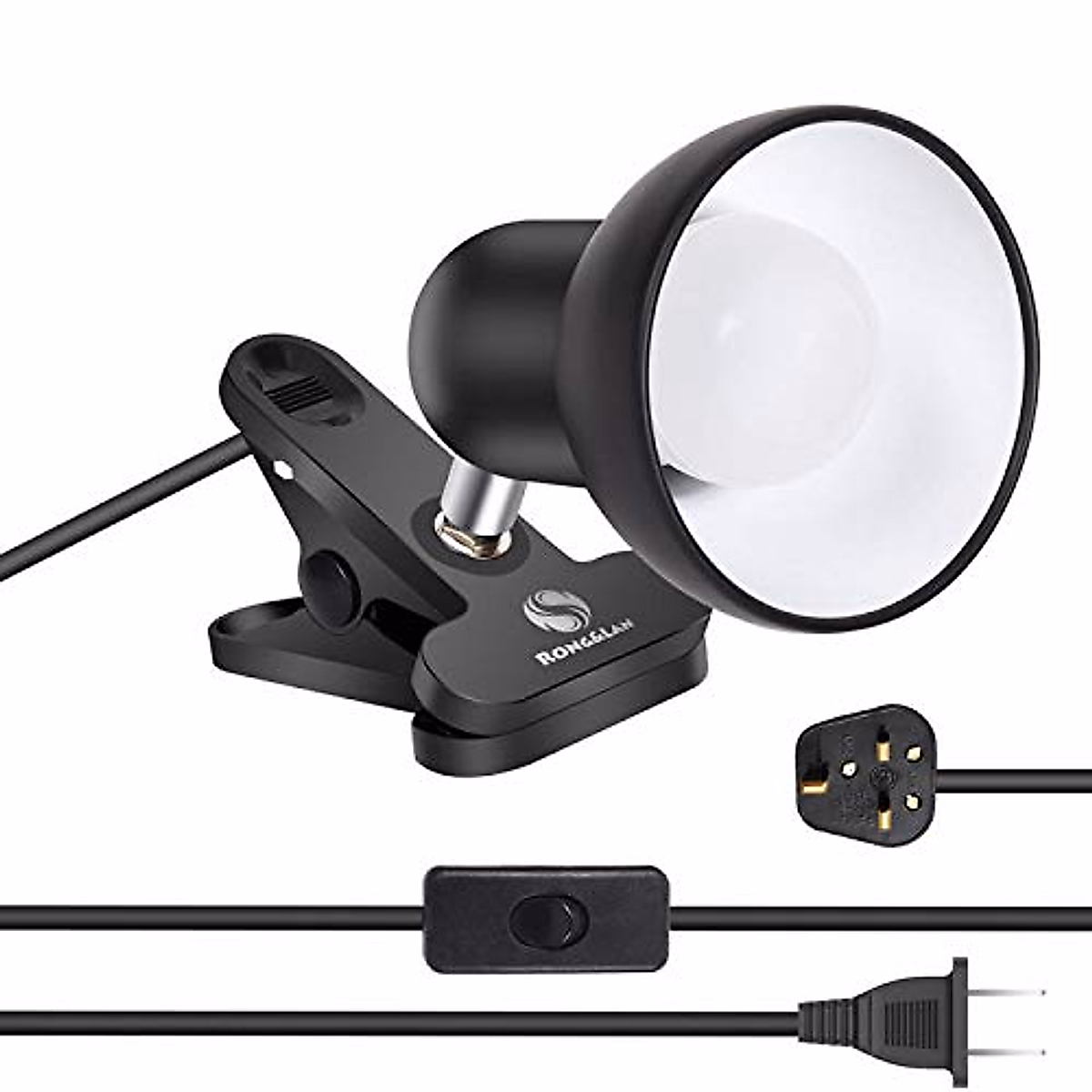 Sun-Rising Clip lamp,360° Rotation Clip on Lamp Portable Book Reading Light,Clamp on Desk/Table/Bunk Bed/Cupboard Home Lighting, (Desk lamp,Seven Colors for Your Choice) Black 2"