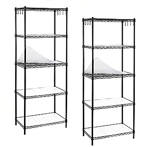 EFINE 2-Pack 5-Shelf Shelving Unit Rack with 8-Hook and 5-Shelf Liners, NSF Certified, Adjustable, 150lbs Loading Capacity Per Shelf, Shelving Rack for Kitchen and Garage (23.6W x 14D x 59H)