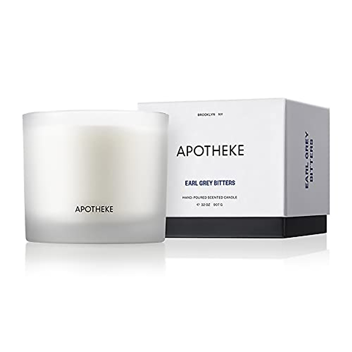 APOTHEKE Luxury Scented 3-Wick Jar Candle, Earl Grey Bitters, 32 oz - Large - Earl Grey Bitters Tea Leaves, Lemon Zest, Bergamot, & Peony Scent, Aromatherapy, Long Lasting, Hand Poured in USA