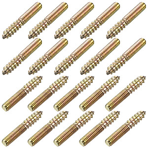 uxcell M4 Hanger Bolts Length 1"(25mm) Double Headed Bolts Self-Tapping Screw 4mm Wood Joint Furniture Legs 20pcs