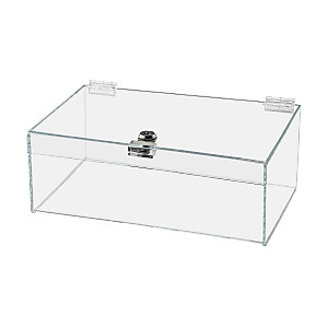 Acrylic Locking Display Case with Keys 12" x 9" x 5" Clear Countertop Rectangular Lucite Tray with Lid for Tradeshows Expos Flea Markets and Swap Meets by Marketing Holders