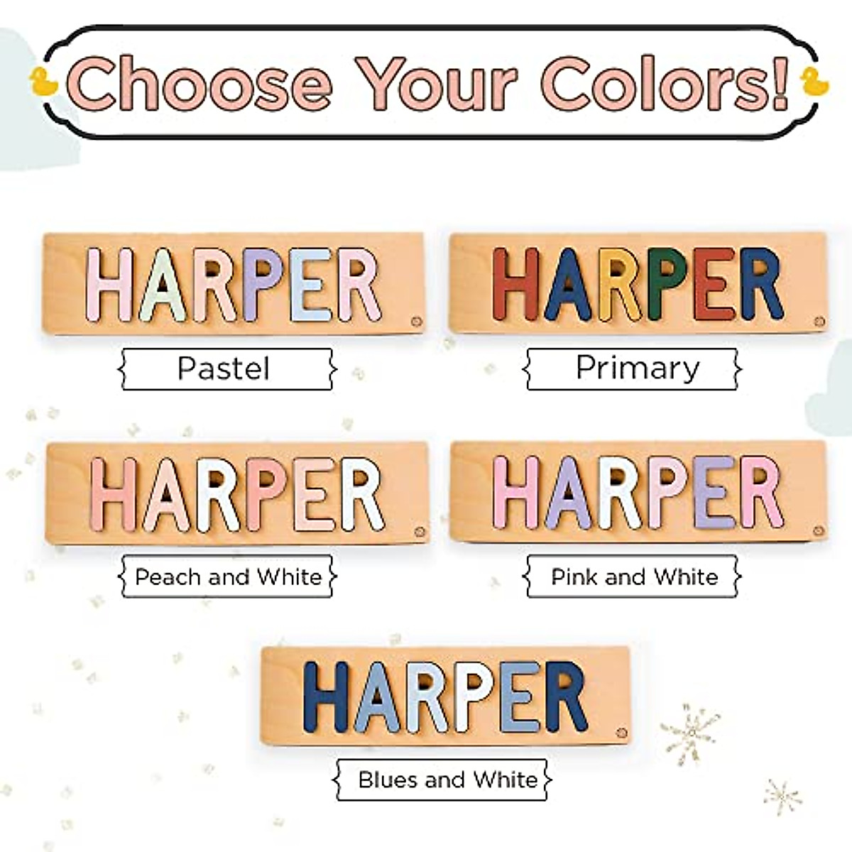 South Bend Woodworks Whimsical Character or Sports Icon Personalized Wooden Name Peg Puzzle