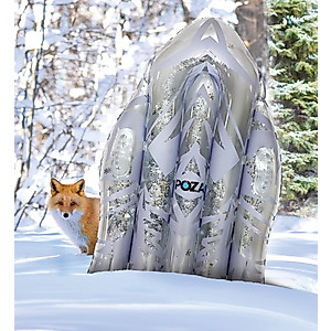 POZA Inflatable Silver Snow Tubes Collection - Silver Snow Sled Tube, Snowmobile, Boogie Sled with Handles and Snowflake Confetti, Cold Resistant Heavy Duty PVC Tube Sled for Adults and Kids - 3 Piece