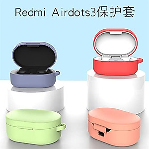 2 Pack DAYJOY Soft Silicone Protective Case Cover Compatible with Redmi Airdots 3 Earbuds, Protective Skin Sleeve with Key Chain (Black+Blue)