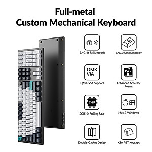 Keychron Q6 Max QMK/VIA Bluetooth Wireless /2.4 GHz/USB-C Wired Custom Mechanical Keyboard, Full Size Programmable Knob RGB Backlit Hot-Swappable Gateron Red Switch for Mac Windows Linux - Black