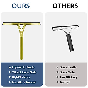 HomDSim Stainless Steel Shower Squeegees All-Purpose Mirror/Window/Glass Wiper Scraper Golden Shower Squeegee